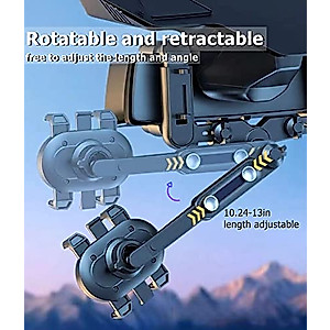 ANIELOE Car Rearview Mirror Phone Holder,Upgraded 4-Clip Rotatable and Retractable Car Phone Mount,360°Swivel View Rotating Cell Phone Holder for Car