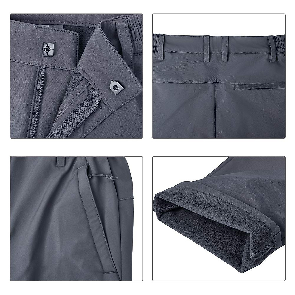 CAMELSPORTS Women Winter Outdoor Pants Waterproof Fleece Lined Warm Ski Snowboard Pants for Hiking Work Cycling Camping Gray