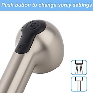 Replacement Sprayer Pull Out Spray Head for Kitchen Sink Pull-Down Faucet G1/2 or 13/16inch Thread 2-Function Stream Aerated Flow- Brushed Nickel