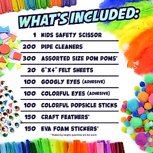 Arts and Crafts Supplies Kit for Kids - Boys and Girls Age 4 5 6 7 8 Years Old - Toddler Art Set Activity Materials in Bulk - Great for Preschool, Homeschool, and Kindergarten DIY Crafting Projects