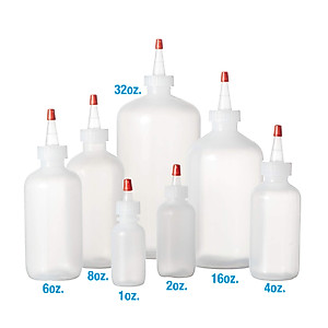 Consolidated Plastics Boston Round Bottles with Yorker Dispensing Cap, LDPE, 16 oz, 12 Piece