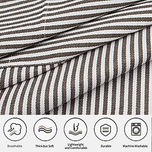 NLUS 2 Pack Kitchen Cooking Aprons, Adjustable Bib Soft Chef Apron with 2 Pockets for Men Women (Black/Brown Stripes)