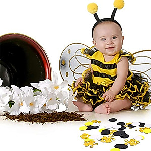 360 Pieces Bee Confetti Gold Glitter Bee Confetti Yellow Black Circle Confetti for Bee Themed Party Baby Shower Birthday Table Party Decoration
