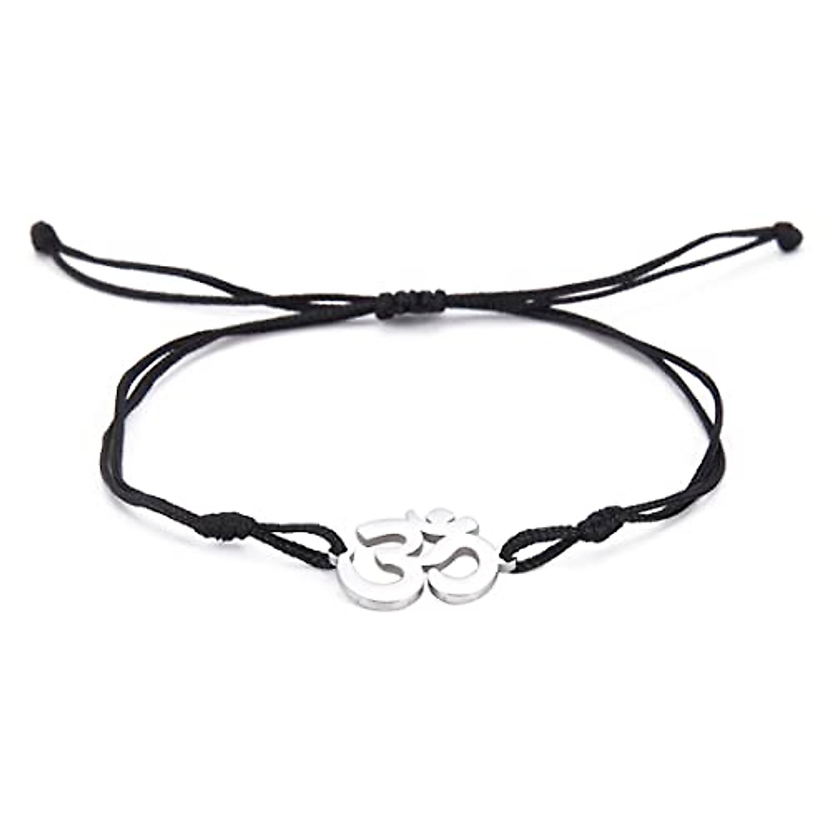 EUEAVAN Hindu OM OHM AUM Sanskrit Symbols Spiritual Bracelet luck Couple Charm Jade Thread Bangle Yoga Amulet Anklets Jewelry Accessories (black)