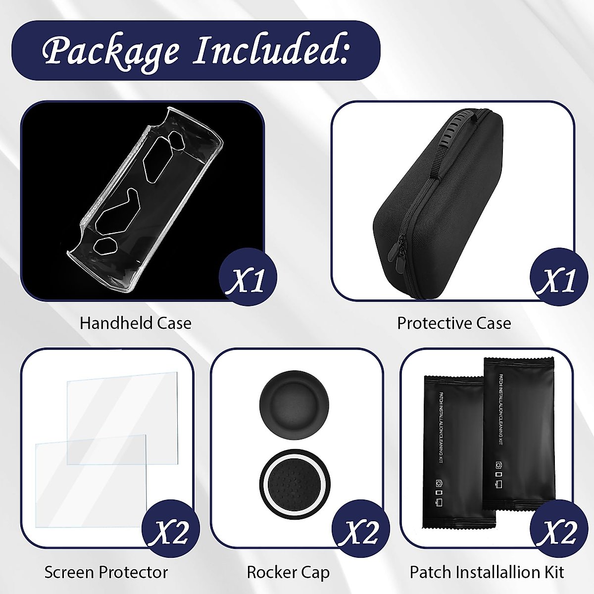 JDGPOKOO 6 in 1 Accessories Kit for Asus Rog Ally, Handheld Case with TPU Clear Protective Case Cover for Rog Ally, Carrying Bag with 2 Pcs Screen Protector for Rog Ally Accessories Bundle
