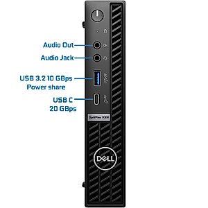 Dell OptiPlex 7000 Micro Desktop Computer, Intel i7-12700T, 64GB RAM, 2TB NVMe SSD, Wi-Fi 6E, Bluetooth, USB C, DisplayPort, HDMI - Windows 11 Pro
