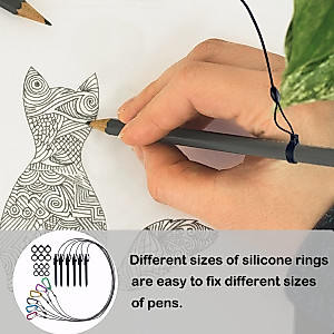 GSYUWIH 6 Sets 24 Inche Pen Silicone Lanyard Holder,Pen Leash with Silicone Circles and Metal Carabiner,Retractable Pen Holder with 3 Sizes of Silicone Ring Suitable for Offices,Classrooms,Buildings