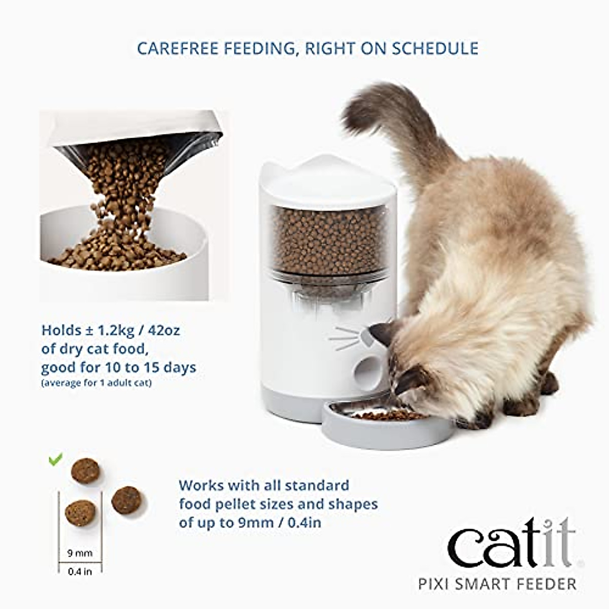 Catit PIXI Smart Feeder – Automatic and Customizable Feeding Schedule with App Support, White