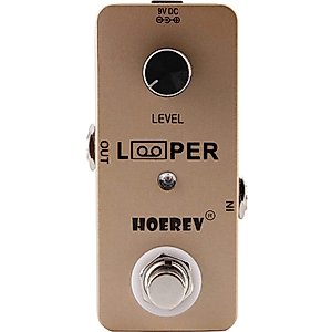 HOEREV Guitar Mini Loop Effector Looper Samplers Effects Tuner For Electric Acoustic Guitar Bass Pedals 9 Loops Stations, Color Gold