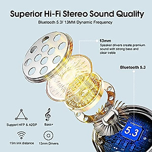 OYIB Wireless Earbuds, Bluetooth 5.3 Headphones Clear Call with ENC Mic, 25Hrs Playtime with LED Power Display Charging Case, Touch Control, IP7 Waterproof Bluetooth Earphones for Android iOS(Blue)