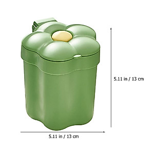 STOBOK Car Trash Bin Desktop Trash Can with Lid Mini Cute Waste Paper Basket Cartoon Flower Design Garbage Container Bin for Home Office Bedroom Nursery Room Green Automotive Garbage Cans