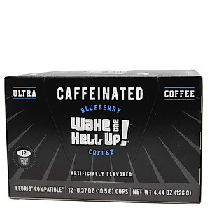 Wake The Hell Up!® Blueberry Flavored Single Serve Coffee Pods Of Ultra-Caffeinated Coffee For K-Cup Compatible Brewers | 12 Count, 2.0 Compatible