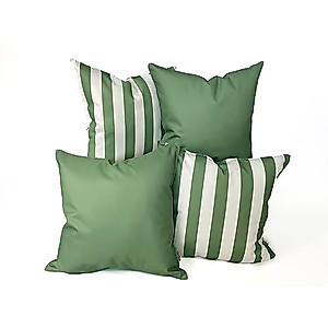 Ensperta Pack of 2 Outdoor 18x18 Waterproof Green Throw Pillow Covers Decorative Square Patio Pillows for Patio Furniture (Loden Frost)