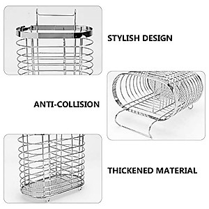 Cabilock Stainless Steel Utensil Drying Rack Basket Holder with Hook No Drilling Chopsticks Holder Spoon Fork Drainer Fork Basket Flatware Hanging Rack