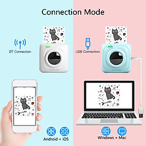 BISOFICE PAPERANG Pocket Printer BT Wireless Thermal Printer Portable Mobile Printer 200dpi for Photo Picture Receipt Memo Note Label Sticker Compatible with Android iOS Windows Mac