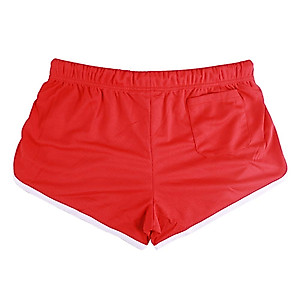 Men's Running Shorts Mesh Workout Bodybuilding Quick Dry Red L