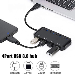 GPPZM USB3.0 Hub，4 Port High Speed Splitter Micro USB Hub Tablet Laptop Computer Notebook