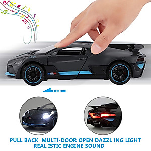 Bugatti Divo Diecast Car,Zinc Alloy Casting Model Toy Car Pull Back Car,1/32 Scale - Toy Gift for Kids Toddlers Boys and Girls (Gray)