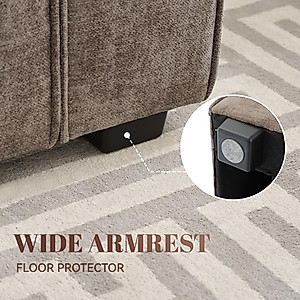 WILLOVE 89.3'' Modern Sofa Couches for Living Room, 3 Seater Cloud Couch with Deep Seat, Comfy Couch with Extra Wide Armrests & 4 Throw Pillows, Chenille Oversized Sofas for Office, Apartment, Brown