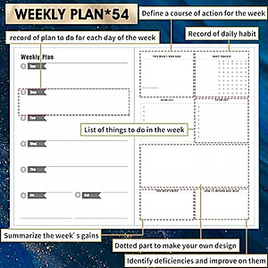 CAGIE Undated Planner Weekly and Monthly Planner with Inner Pocket Leather Organization To Do Notebook for Time Management Schedule 12 Months 54 Weeks, 5.7" x 8.3", Royal Blue