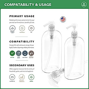 Bar5F Empty Shampoo Bottles with Pumps Dispenser 32 oz (1 Liter) Leak-Proof Large Empty Refillable BPA-Free 2-Pack