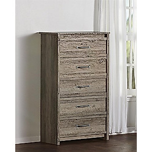 Ameriwood Home Bassinger 5 Drawer Dresser, Gray Oak