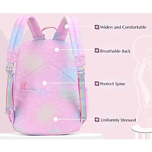 HUIHSVHA Cute Pink Backpack Large Capacity School Laptop Bag Bookbag, Casual Travel Daypack for Teens Girls Students