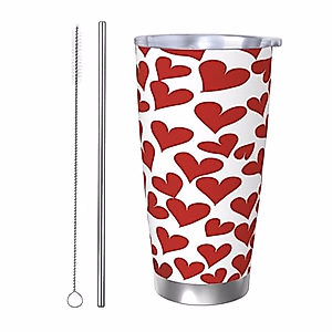 AYCZN Red Heart 20 OZ Tumbler Stainless Steel Travel Coffee Mug, Romantic Insulated Water Bottle with Lid Leakproof Thermal Cup