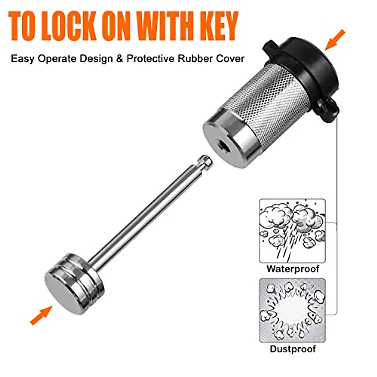 CZC AUTO Trailer Coupler Lock 1/4" Dia 2-1/2" Span Trailer Tongue Lock Fits Latch-Type Coupler, Chrome Coated Trailer Lock with Keys for Towing Boat Truck Trailer RV Car