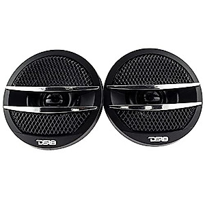 DS18 TX1S Tweeter X1 1.38-inch 200 Watts Max Pei Dome Ferrite Tweeters with Mounting Kit Angle, Flush, & Surface - Set of 2 (Black/Silver)