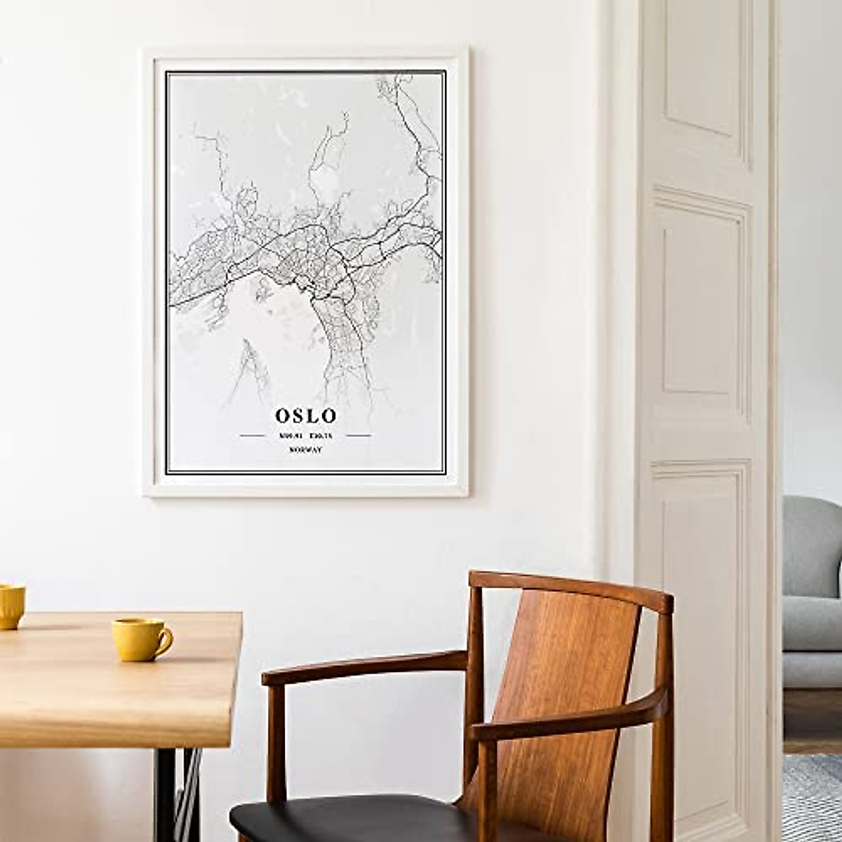 Dear Mapper Oslo Norway View Abstract Road Modern Map Art Minimalist Painting Black and White Canvas Line Art Print Poster Art Print Poster Home Decor (Set of 3 Unframed) (12x16inch)
