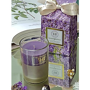 HB Botanicals Luxury Candle Lavande Provence Highly Scented Soy Candle Lavender Wax. Clean Burn in 7.5 Oz Frosted Gold Glass. Beautiful Gold Embossed Gift Box. Gift Wrapped! Safe Cotton Wick