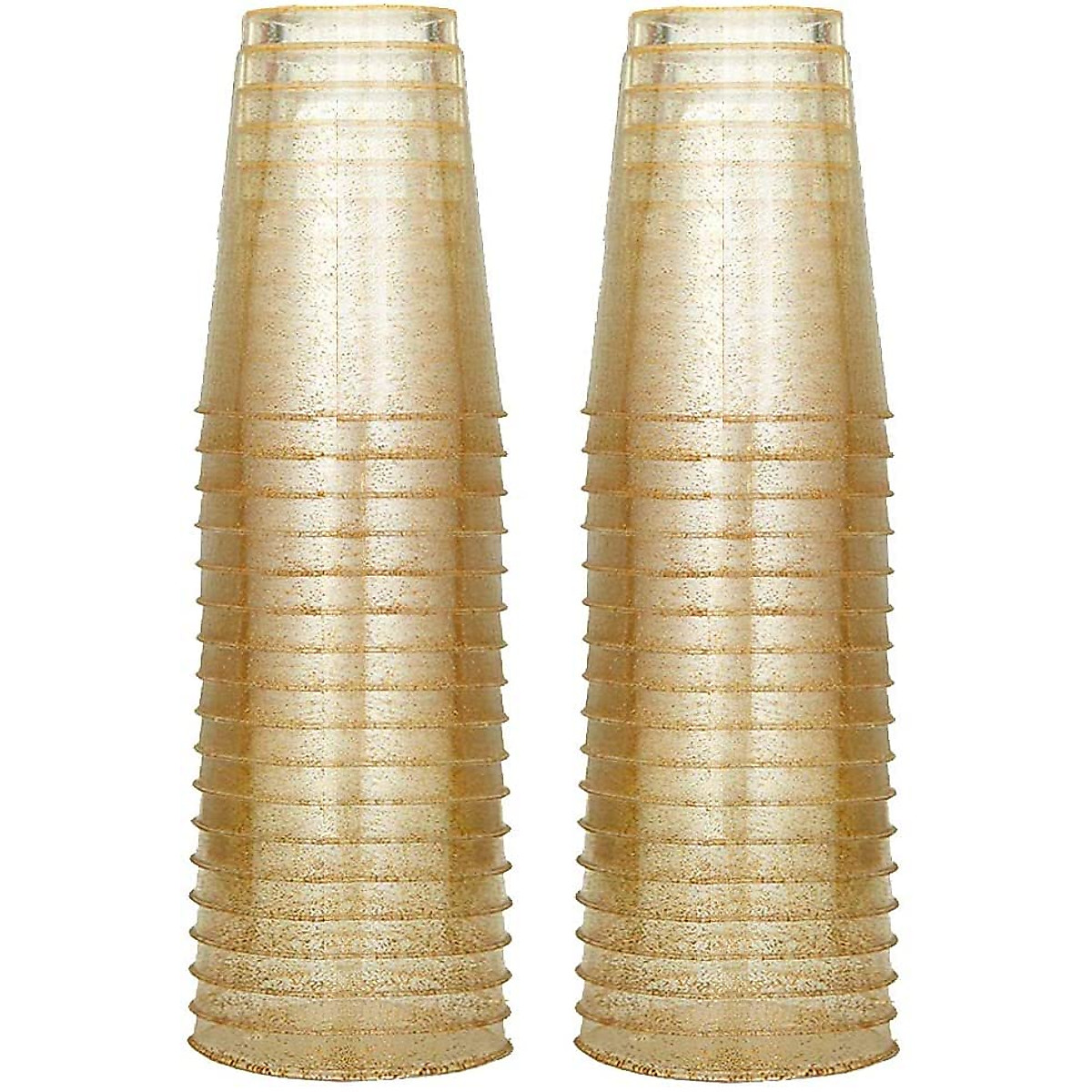 Glitter Plastic Cups Gold Glitter Disposable Cups 12 oz 100 Pack Clear Plastic Cups Recyclable Wine Glasses for Parties Elegant Plastic Party Cups Wedding Decorations