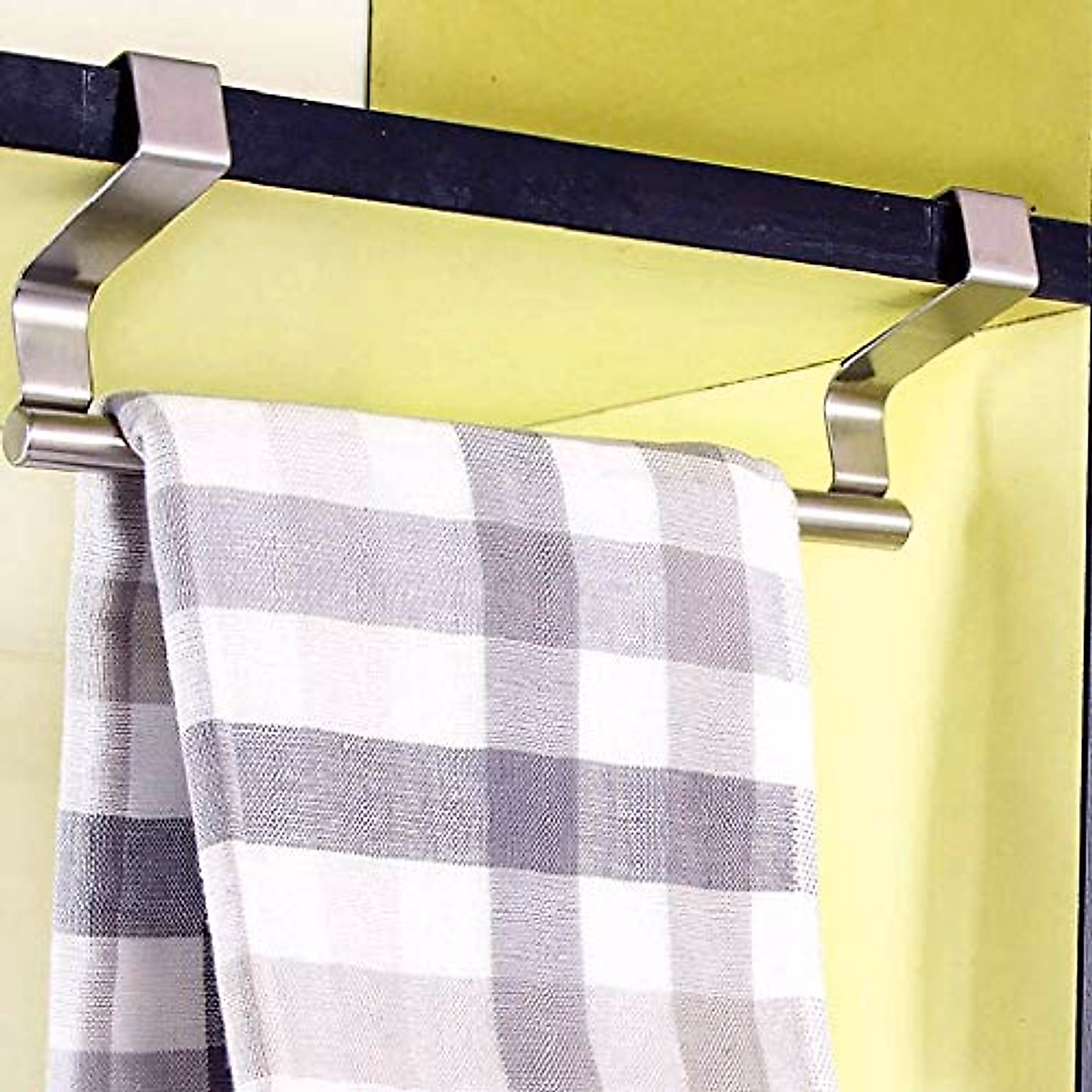 AFLHYJK Towel Rack - Kitchen Over Cabinet Strong Steel Towel Bar Rack - Hang on Inside or Outside of Doors - Storage and Organization for Hand