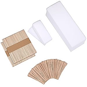 Yaomiao 250 Pieces Wax Strips and Sticks Kit Includes Waxing Strips Hair Removal Cloth Wax Strips and Wooden Smooth Wax Applicator Sticks for Women Men Body Skin Hair Removal (White)
