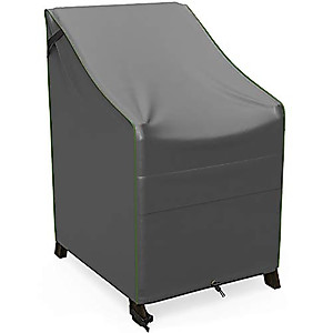 NUPICK Patio Stackable Chair Cover, 26 Inch Outdoor Furniture Chair Cover for 4-6 Stackable Dining Chair, 100% Waterproof, Rip-Stop and Weather Resistant, Grey