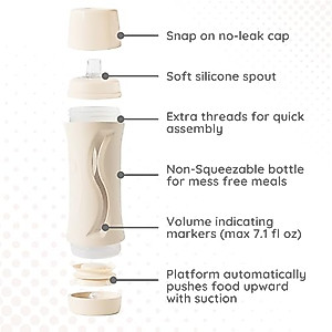 Subo Baby Food Bottle | No Mess Baby Toddler Self Feeder | Squeeze Free Design for Purees, Smoothies, Yogurt, Oatmeal, or Thickened Liquids | Reusable Silicone Washable Cup (Oatmeal)