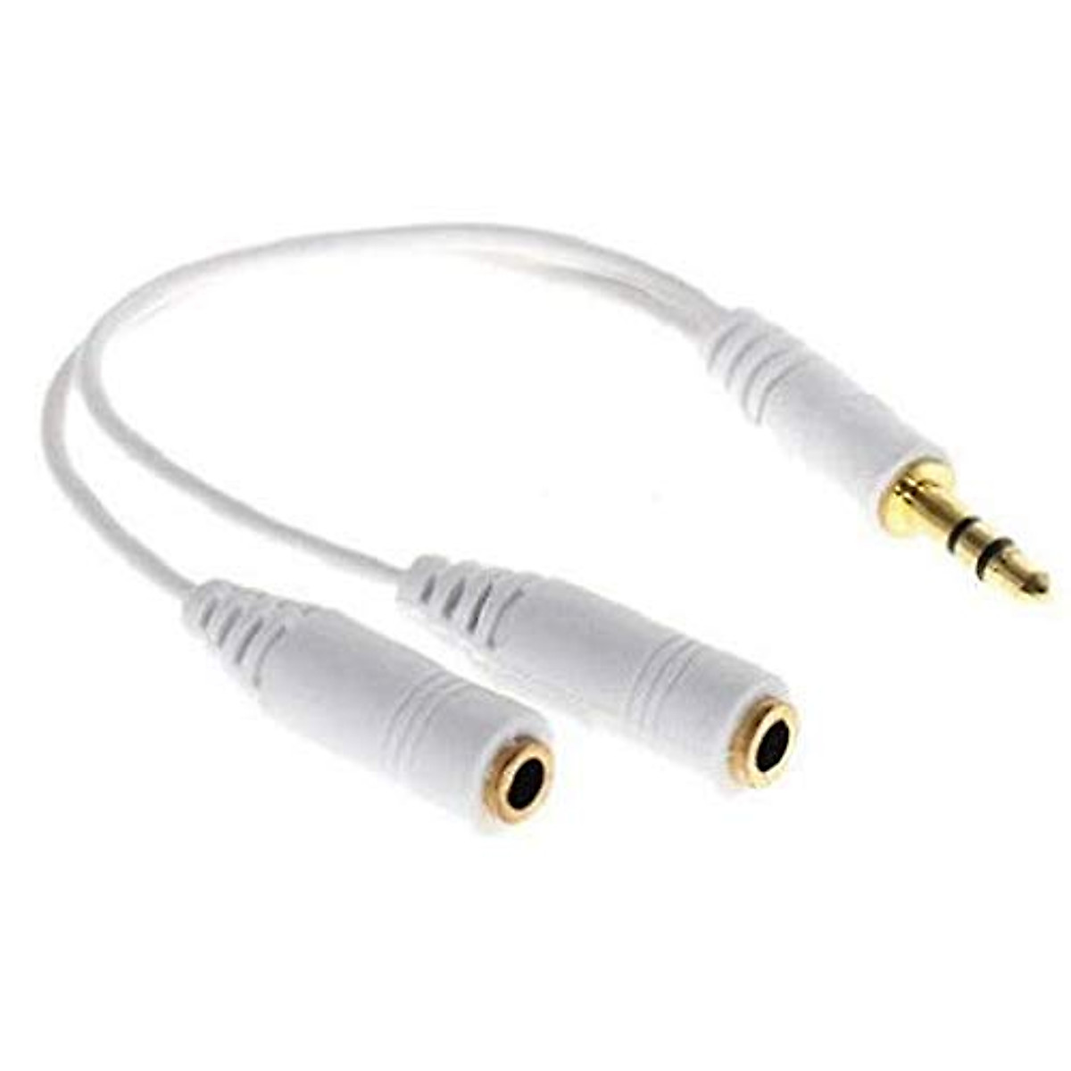 3.5mm Headset Splitter Earphone Speaker Audio Y Adapter 2-Port White for Samsung Galaxy Tab 3 8.0 - Samsung Galaxy Tab 4 10.1 SM-T530 - Samsung Galaxy Tab 4 7.0