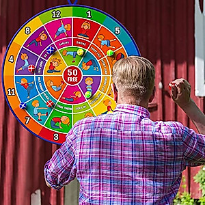 BooTaa 29" Large Dart Board for Kids, Kids Dart Board with Sticky Balls, Boys Toys, Kids Yoga, Sport Outdoor Fun Party Play Game Toys, for 3 4 5 6 7 8 9 10 11 12 Year Old Boys Girls