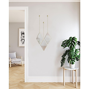 Umbra 358777-221 Dima, Matte Brass, Set of 3, Trio of Decorative Mirrors Apartment Décor/Wall Art, Diamond