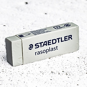 Wooden Lead Pencil By Staedtler Mars Lumograph - Pack of 12 Degrees in Practical Plastic Storage Box with Staedtler Tub Sharpener and Rasoplast Eraser