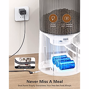 PETULTRA Automatic Cat Feeders, Timed Dog Feeder 4L Programmable Control 1-4 Meals Pet Dry Food Dispenser with Desiccant Bag for Cats and Small Medium Dogs, Dual Power Supply, 10s Voice Recorder