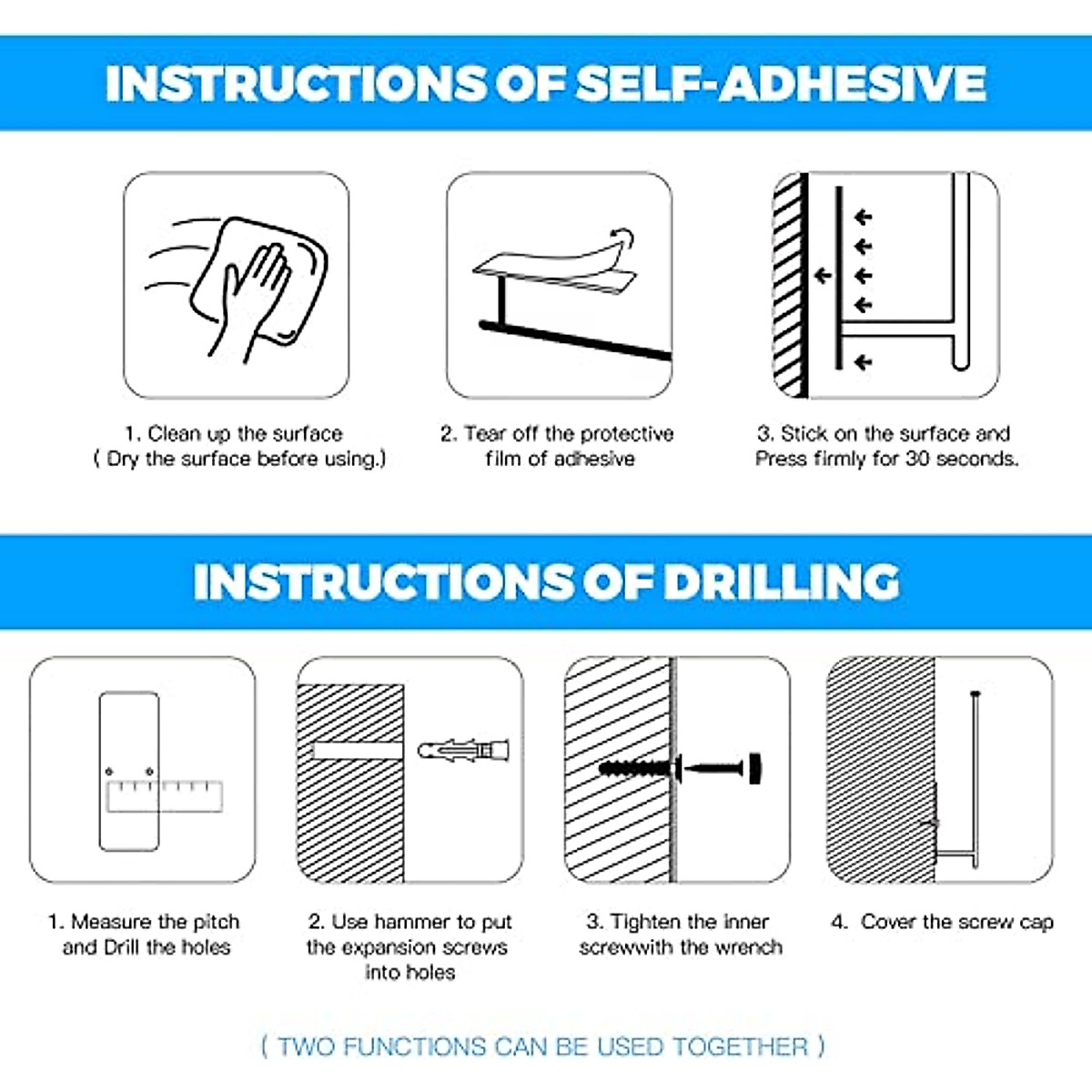 Self Adhesive Strips, Paper Towel Holder Replaces Stickers, Replacement Adhesive Strips Compatible with self Adhesive Paper Towel Holder,5.8X 1.9 Inch-2 Pack