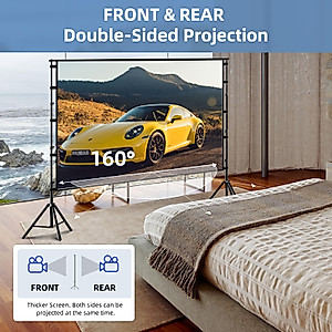 Projector Screen and Stand,Towond 100 inch Projection Screen Outdoor Indoor, Portable 16:9 4K HD Rear Front Movie Screen with Carry Bag Wrinkle-Free Design for Home Theater Backyard Cinema