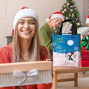 yingzi 12PCS Christmas Gift Bag, Christmas Tote Bag Reusable, Candy Bag, Multi-Functional Non-Woven Christmas Bag Gift Packaging Shopping, Christmas Party Supplies, 7.8"×4"×10.2"