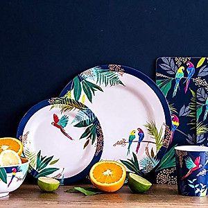 Sara Miller London for Portmeirion Parrot Collection 11 Inch Melamine Dinner Plates - Set of 4