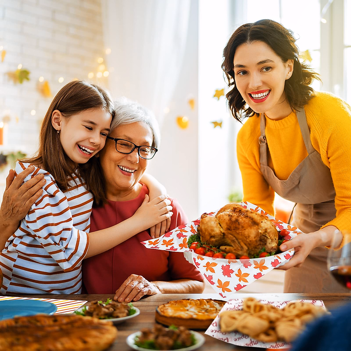 240Pcs Wax Paper Dry Waxed Deli Paper Sheet 12x12 inch Sandwich Wrap Paper Pumpkin Maple Leaf Checkered Decorative Parchment Paper Food Basket Liners for Home Kitchen Picnic Party