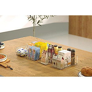 SANNO Pantry Organizer Storage Organizer Bins, Divided Compartment Holder for Snacks, Packets,for Freezer, Fridge, Refrigerator Organizer Bins, Cabinet Organizers