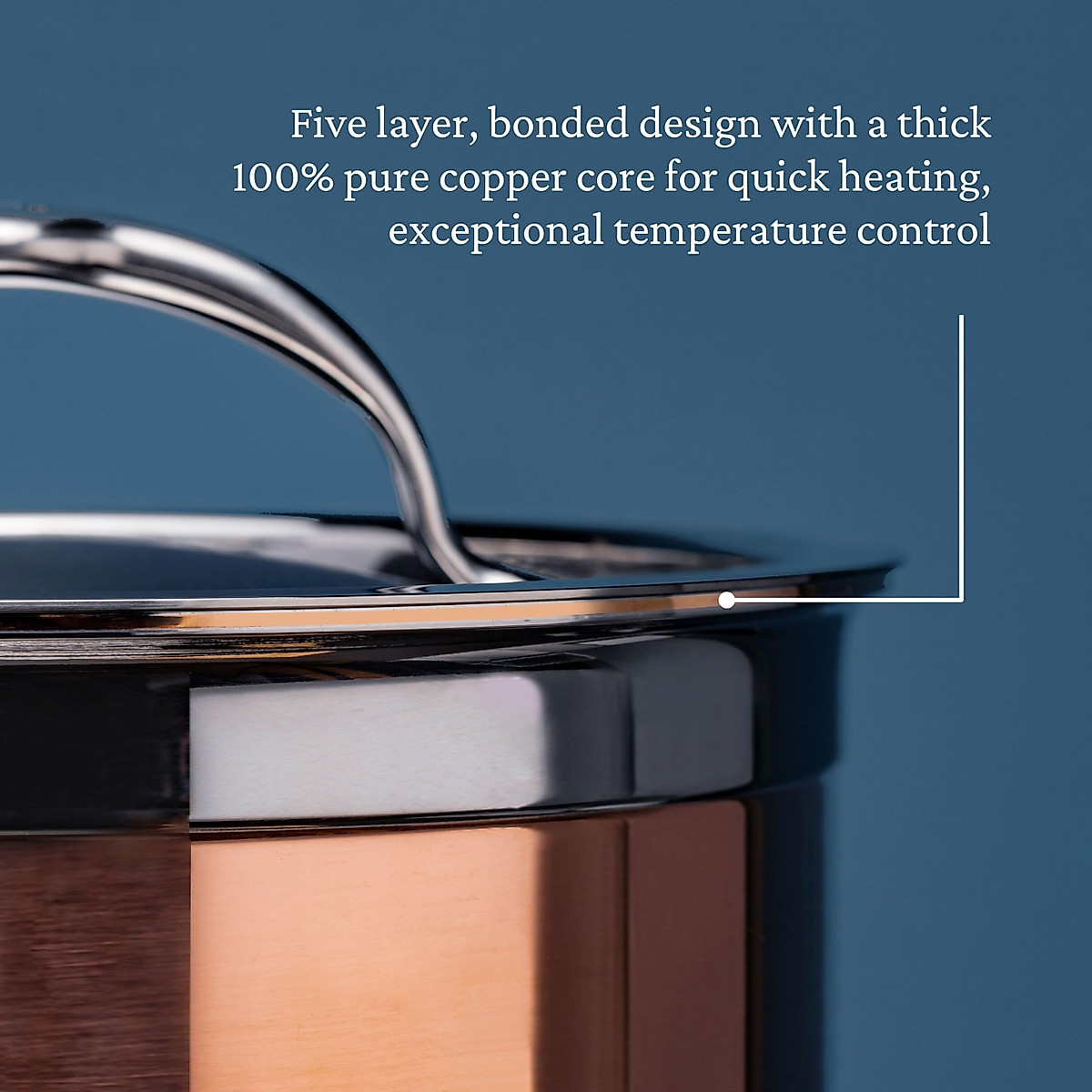 Hestan - CopperBond Collection - 100% Pure Copper Sauce Pan, Induction Cooktop Compatible, 3 Quart