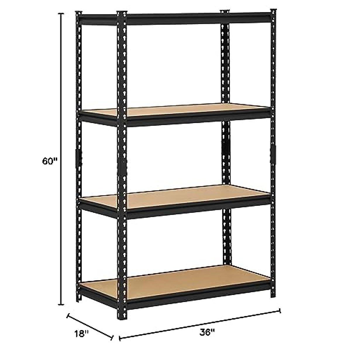 Edsal UR-364BLK Black Steel Industrial Shelving, 4 Adjustable Shelves, 3200 lb. Capacity, 60" Height x 36" Width x 18" Depth